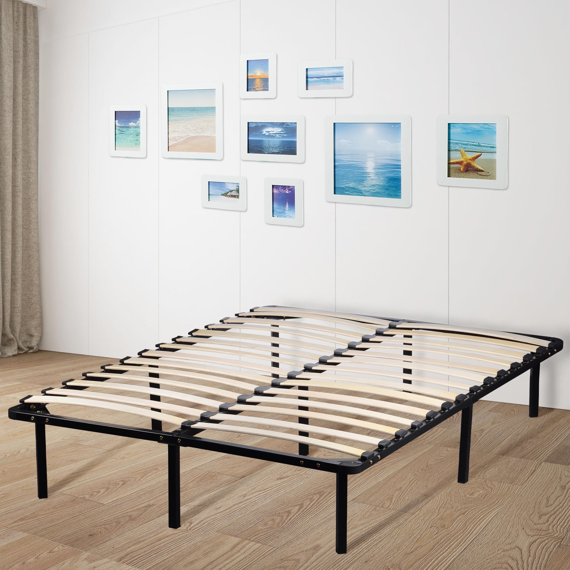 Click here for Livingbasics Full Size Metal Bed Frame With Wooden... prices