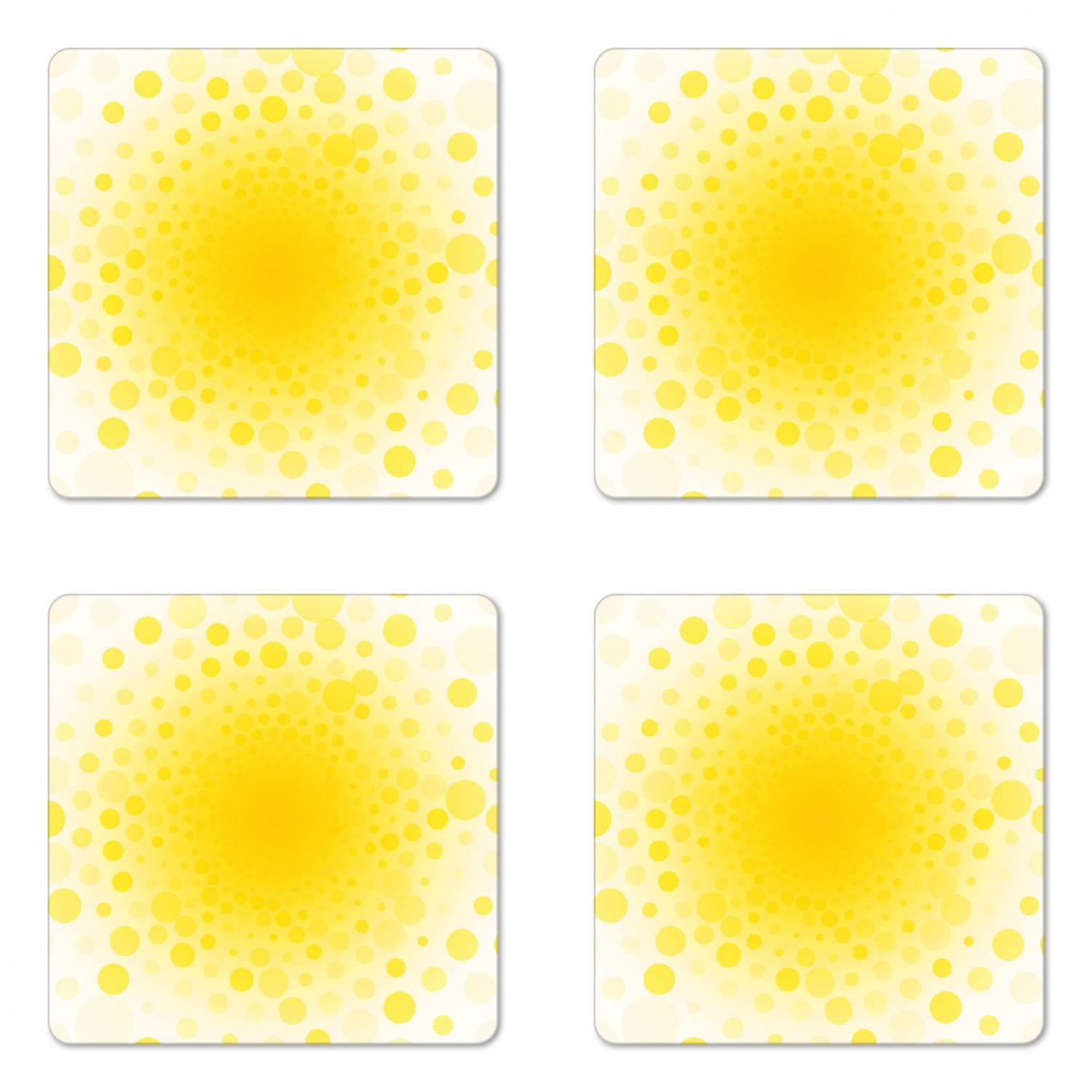 Yellow Coaster Set of 4, Abstract Small Circular Dots Patterns and ...