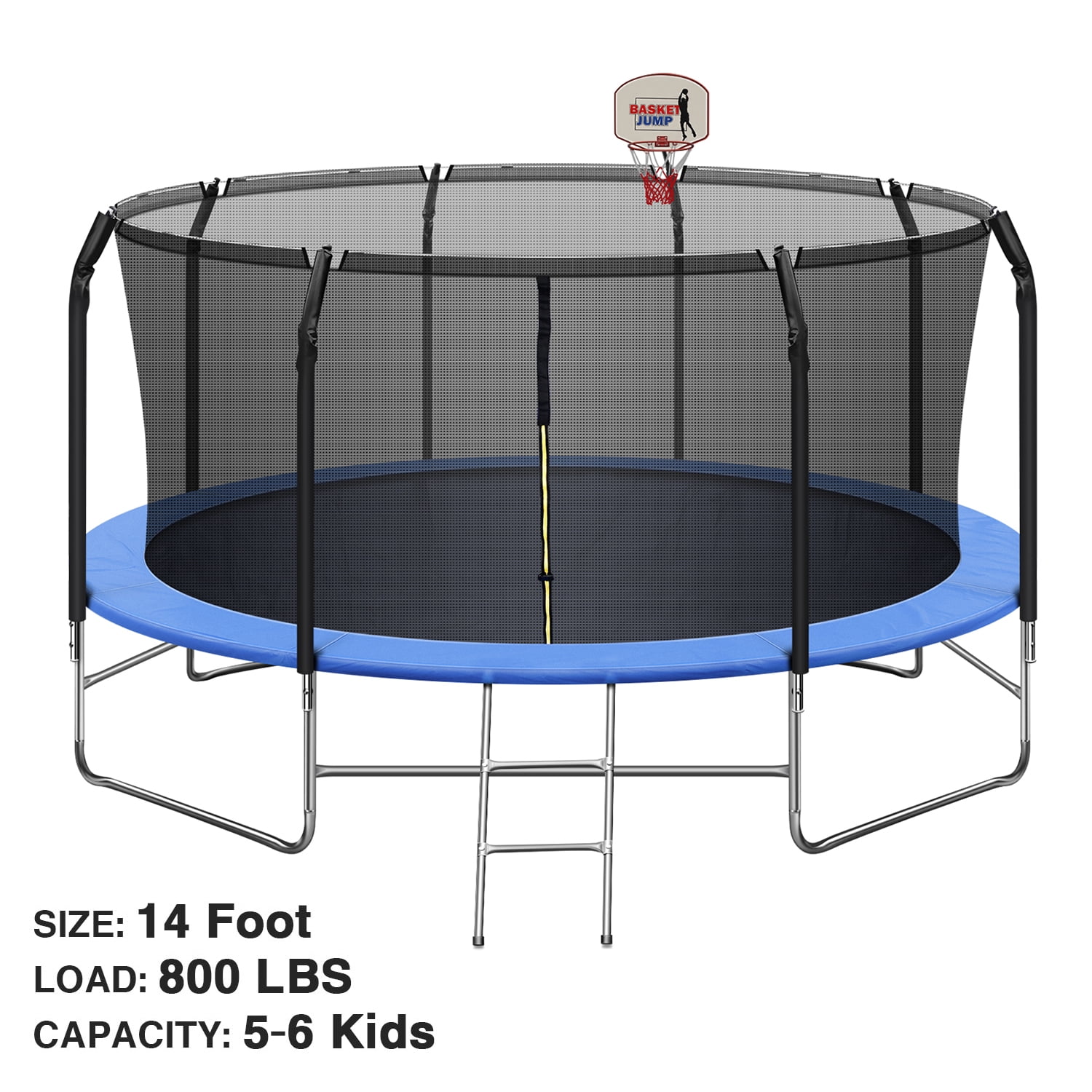 JINS & VICO 14FT Trampoline with Basketball Hoop&Safety Enclosure Net ...
