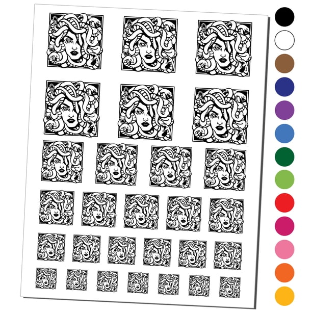 Snake Haired Gorgon Medusa Greek Myth Water Resistant Temporary Tattoo ...