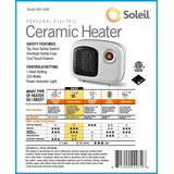 Soleil Electric Personal Ceramic Mini Heater 250W Indoor White MH-08W ...