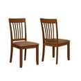 3Pcs Solid Oak Wood Dining Set Brown Color Seats - Walmart.com