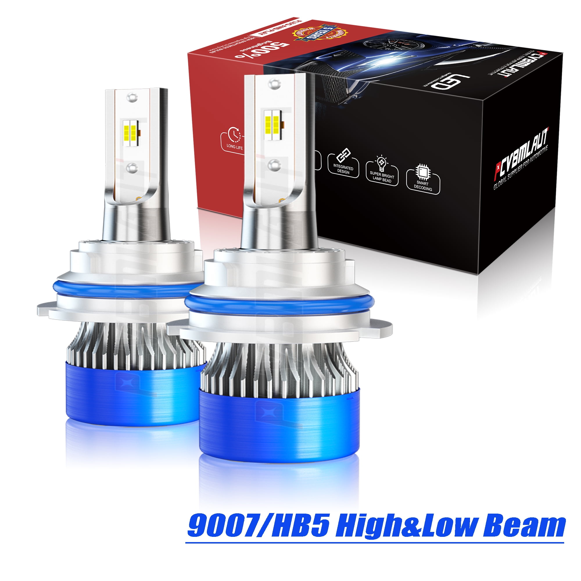 LED Headlight Bulbs Kit 9007 LED Hi/Lo Beam Plug&Play Cool White HB5 ...