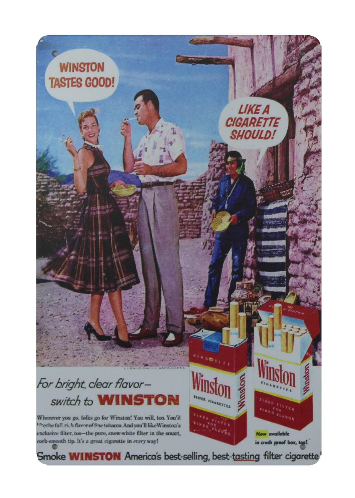 winston cigarette metal tin sign vintage style reproduction 12 x 8 ...