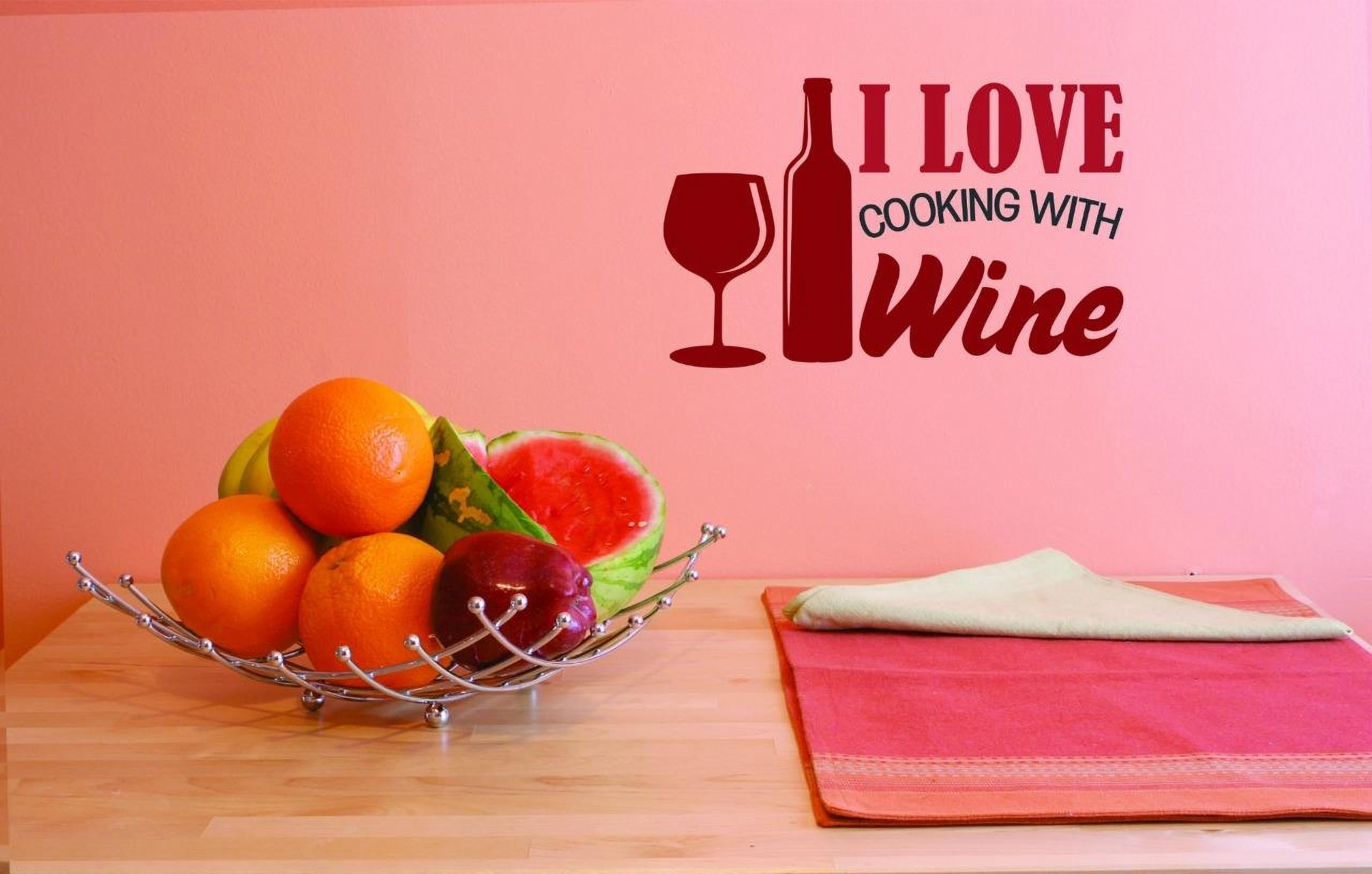 Custom Decals I Love Cooking With Wine Wall Art Size: 14 X 28 Inches ...