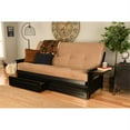 Phoenix Full Size Wood Futon Sofa Bed with Storage in Black Finish ...