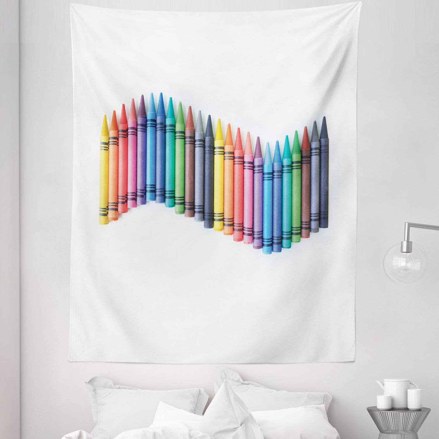 Crayon Tapestry, Photo of Wavy Border Tiny 's Painting Craft on Plain ...