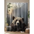 Bear Shower Curtain, Animal Wood Fence Forest Farmhouse Waterproof ...