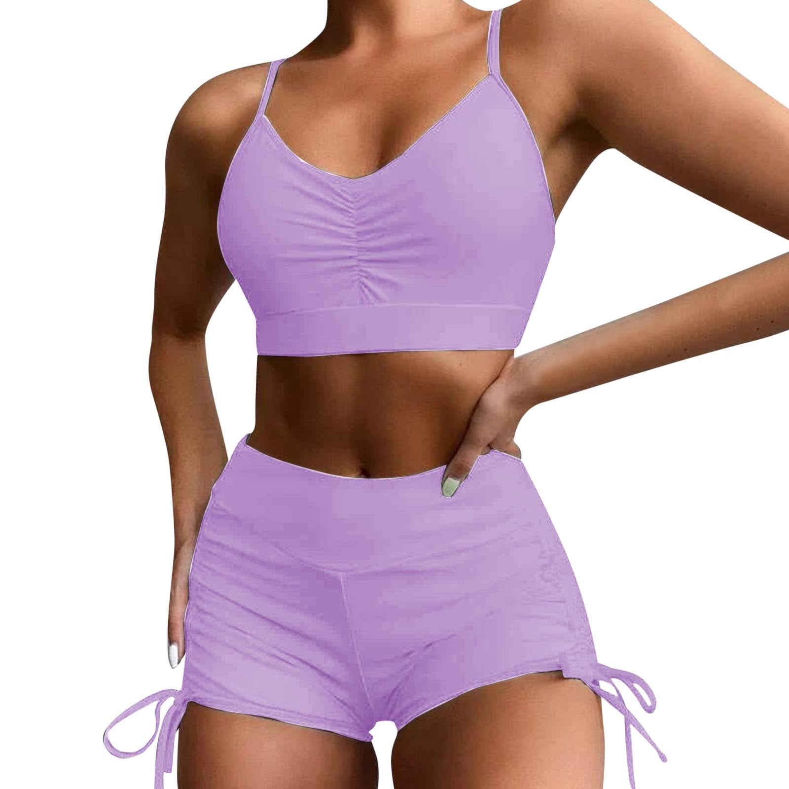 Nechology Women Vintage Swimsuit Two Piece Retro Halter Ruched High