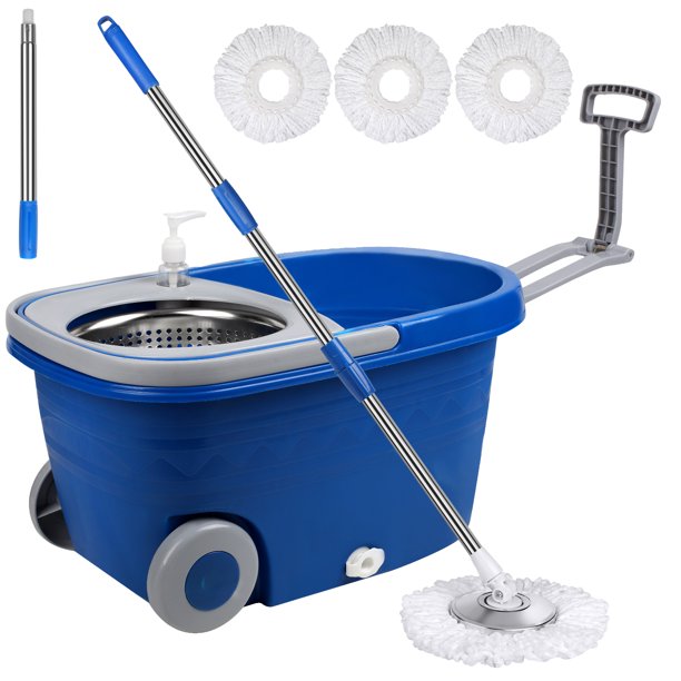 Spin Mop and Bucket Set with Wheels for Easy Moving,3 Microfiber Mop ...