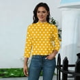 3/4 Sleeve Shirts for Women Spring Polka Dot Mockneck Business Casual ...