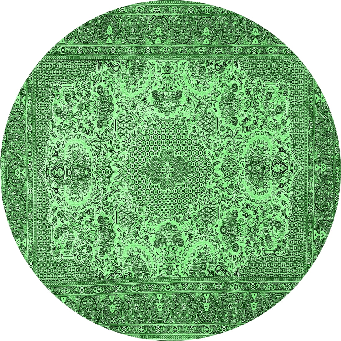 Ahgly Company Indoor Round Medallion Emerald Green Traditional Area ...