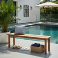 Hommoo 59" Outdoor Wooden Patio Bench, Backless Teak Oil Finished Solid ...