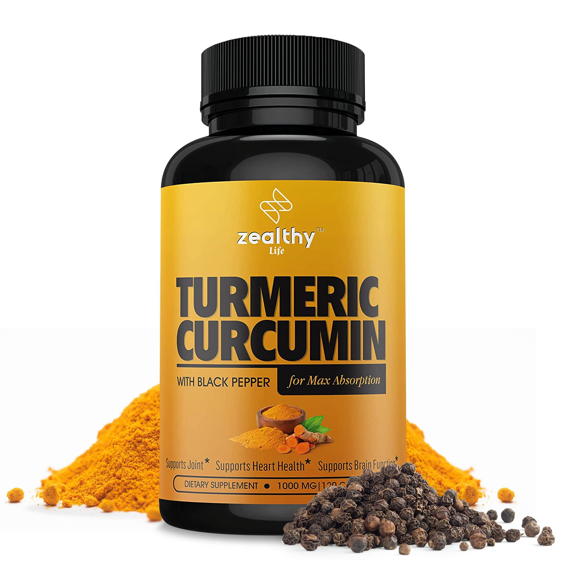 Complementa la curcumina de cúrcuma Z Zealthy Life con pimienta negra ...