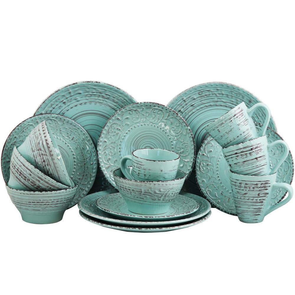 Click here for Elama Malibu Waves 16-Piece Dinnerware Set In Turq... prices