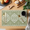 Art Country Cotton Linen Placemats Set of 1, Retro Sage Green Geometric ...