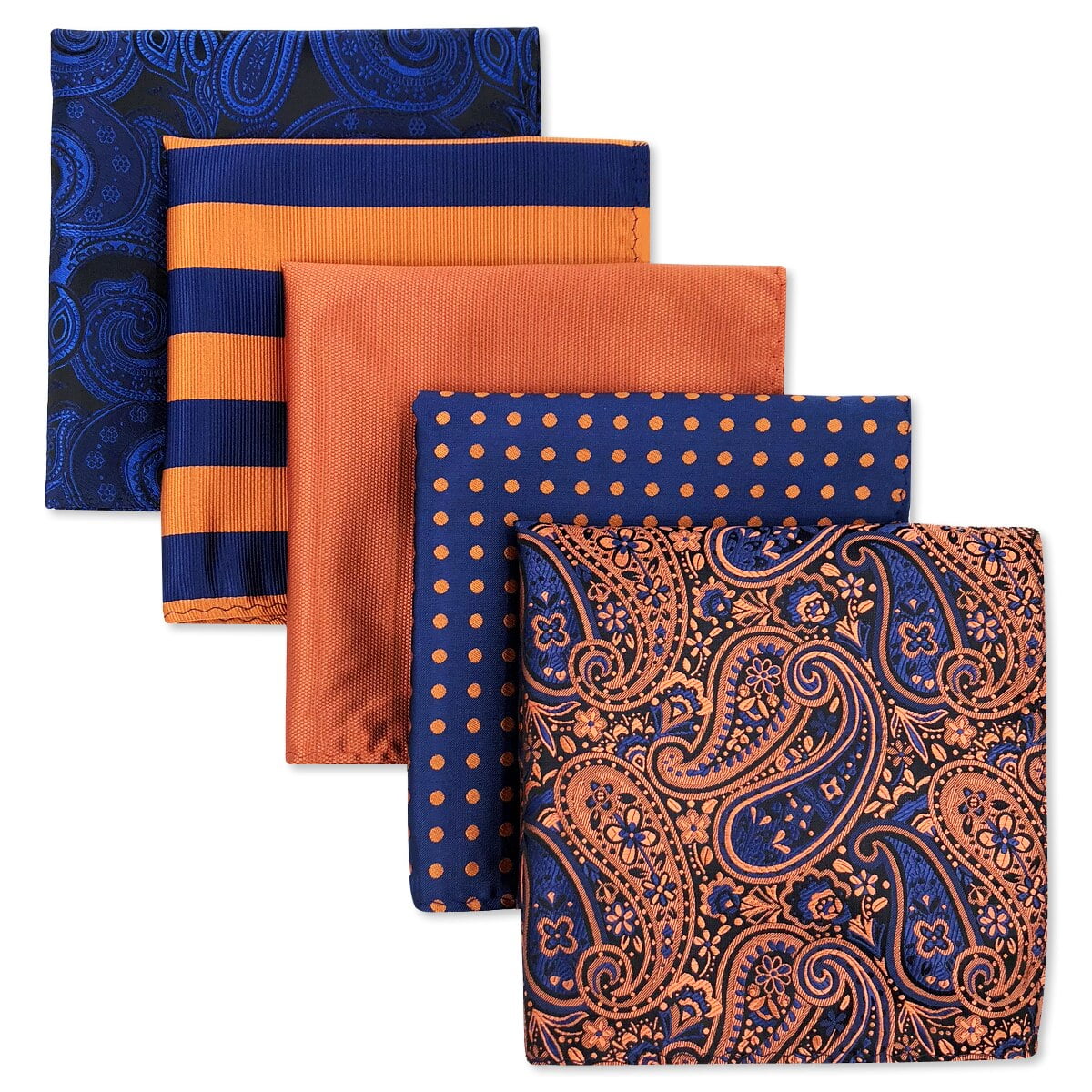 SHLAX&WING 5 Pieces Assorted Mens Silk Pocket Square Handkerchiefs Set ...