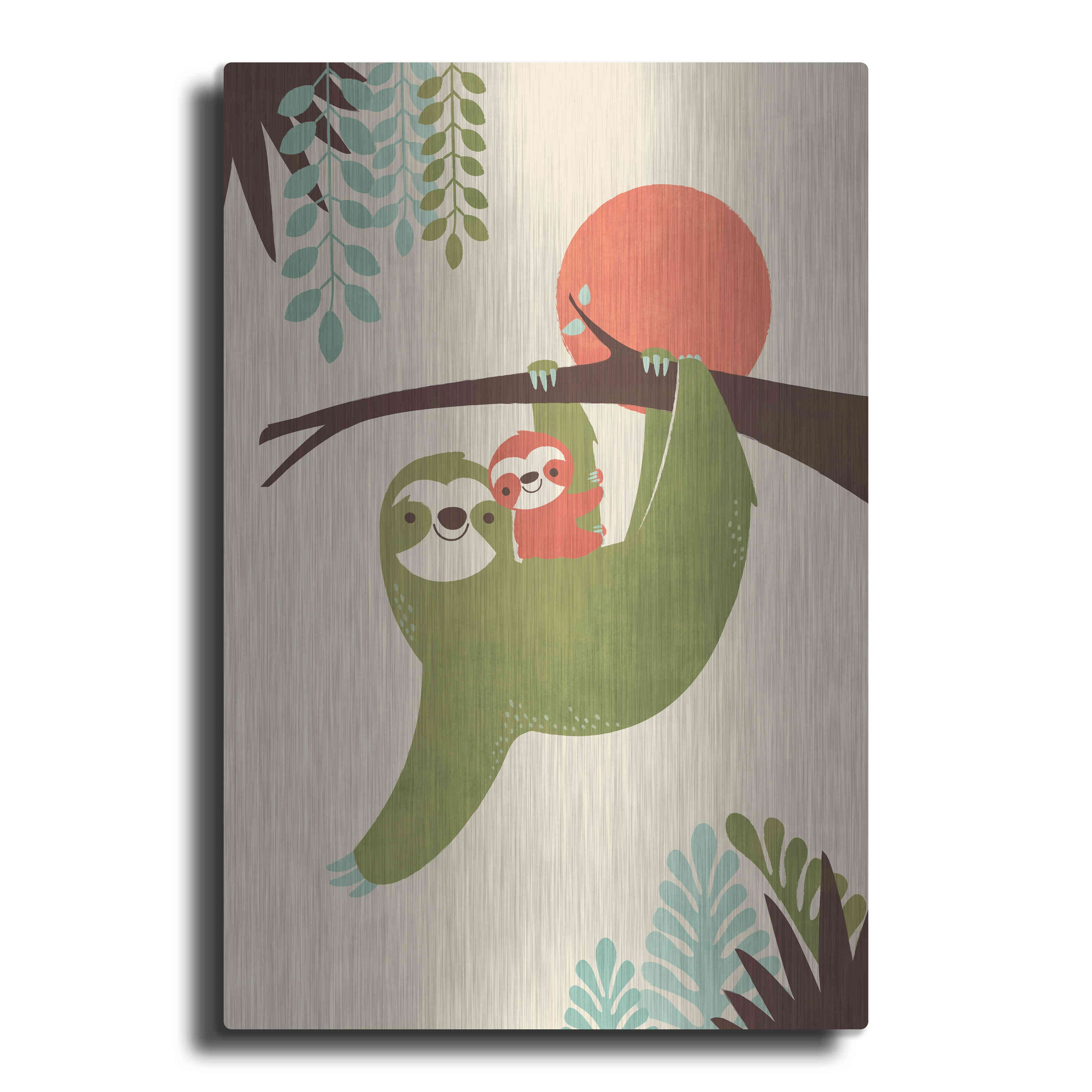 Luxe Metal Art 'Mama Sloth' by Jay Fleck, Metal Wall Art, 16"x24 ...