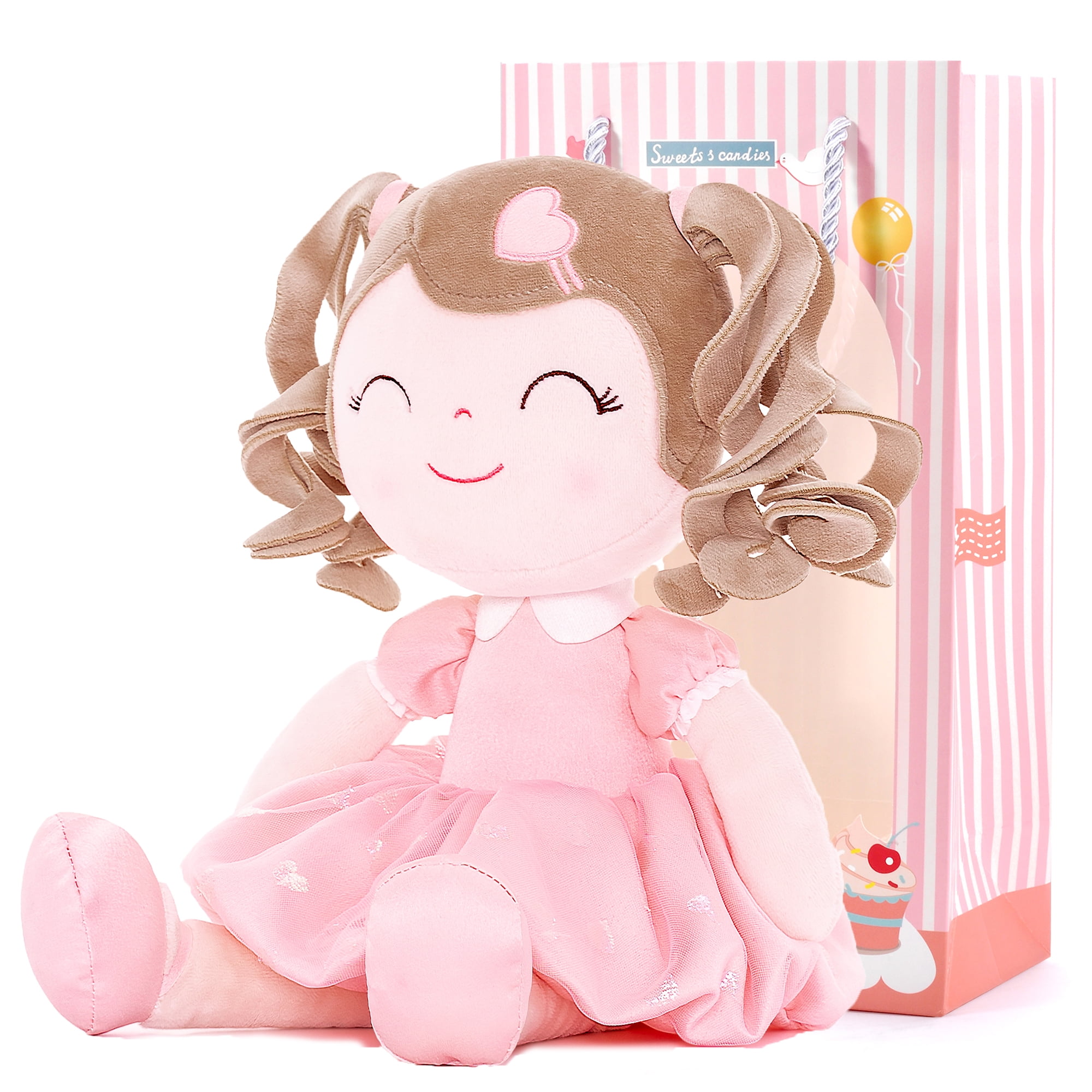 Gloveleya Baby Girl Gifts Plush Dolls Curly Hair Doll Soft Girls Toy ...