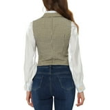 INSPIRE CHIC Women's Waistcoat Notched Lapel V Neck Single Breasted ...