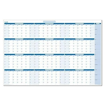 At A Glance Horizontal Wall Calendar 3-Months, Chipboard - Blue & White ...