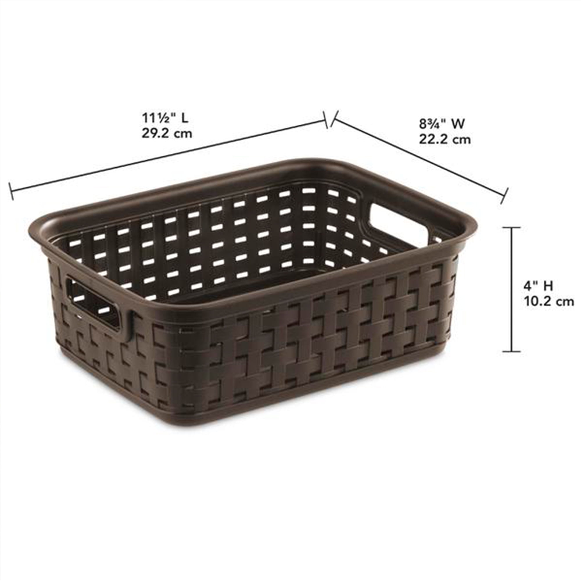 Sterilite Small 11 Inch Long Weave Storage Basket Organizer, Espresso ...