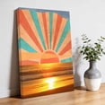Abstract Sunset Canvas Wall Art for Living Room, Seaside Orange ...