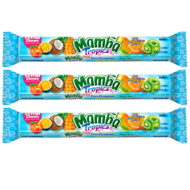 Mamba Tropics 24 Fruit Chews Candy Individually Wrapped Mixed Flavors Assortment Bag Party ...