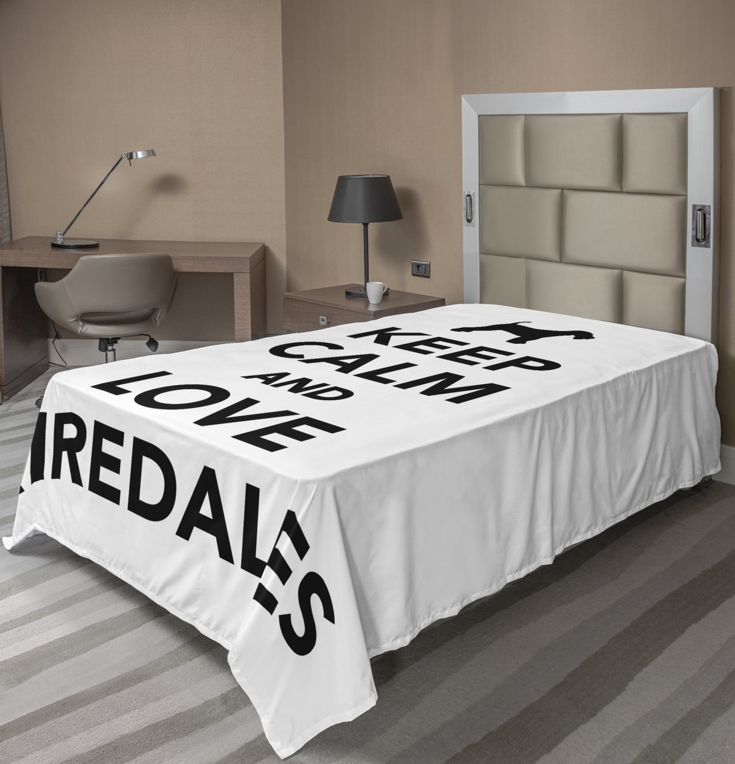 Saying Flat Sheet, Keep Calm and Love Airedales Dog Lover Illustration ...