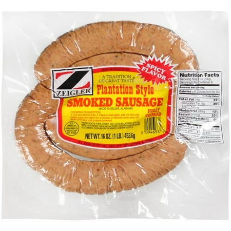 Zeigler Plantation Style Smoked Sausage, 16 oz - Walmart.com