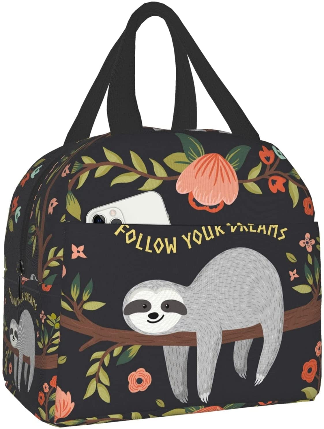 NICKSUN Cute Sloth Pattern Lunch Bag, Insulated Portable Lunch Bag for ...
