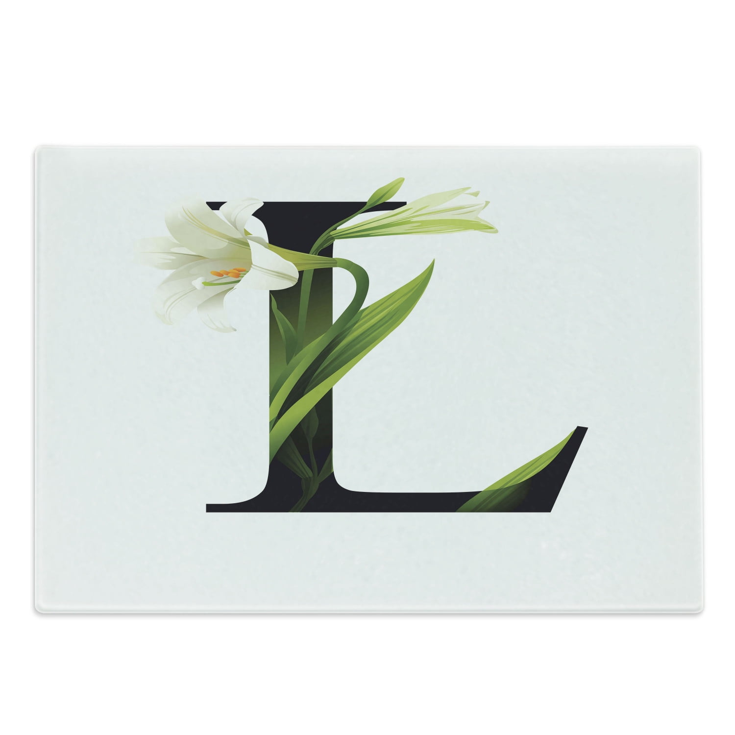 Letter L Cutting Board, Conceptual ABC Typography Capital L with Lily ...