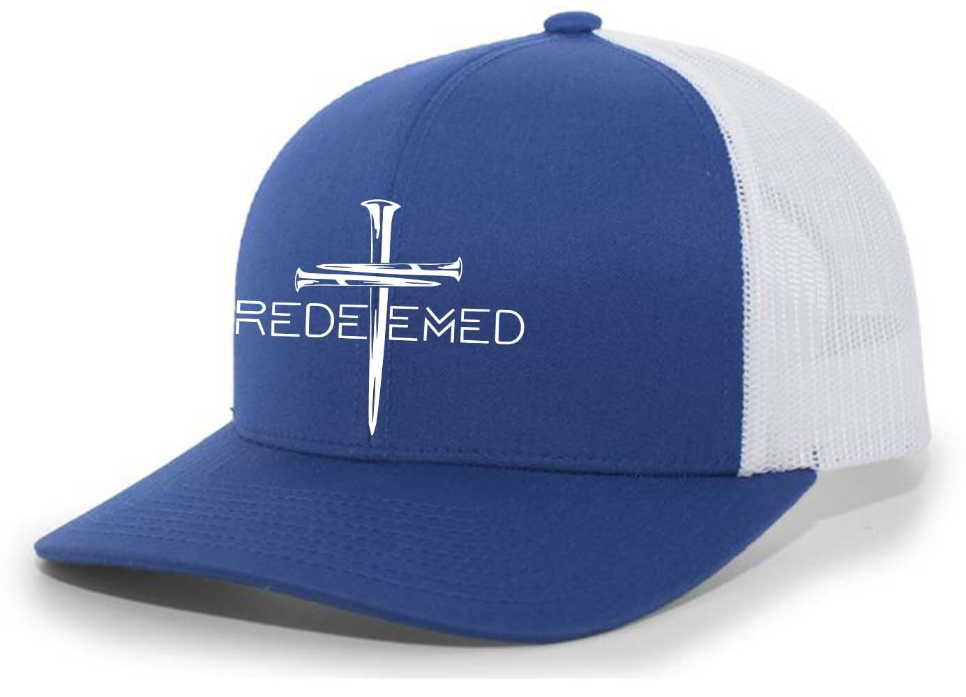Christian Redeemed Cross Nails Mens Embroidered Mesh Back Trucker Hat ...
