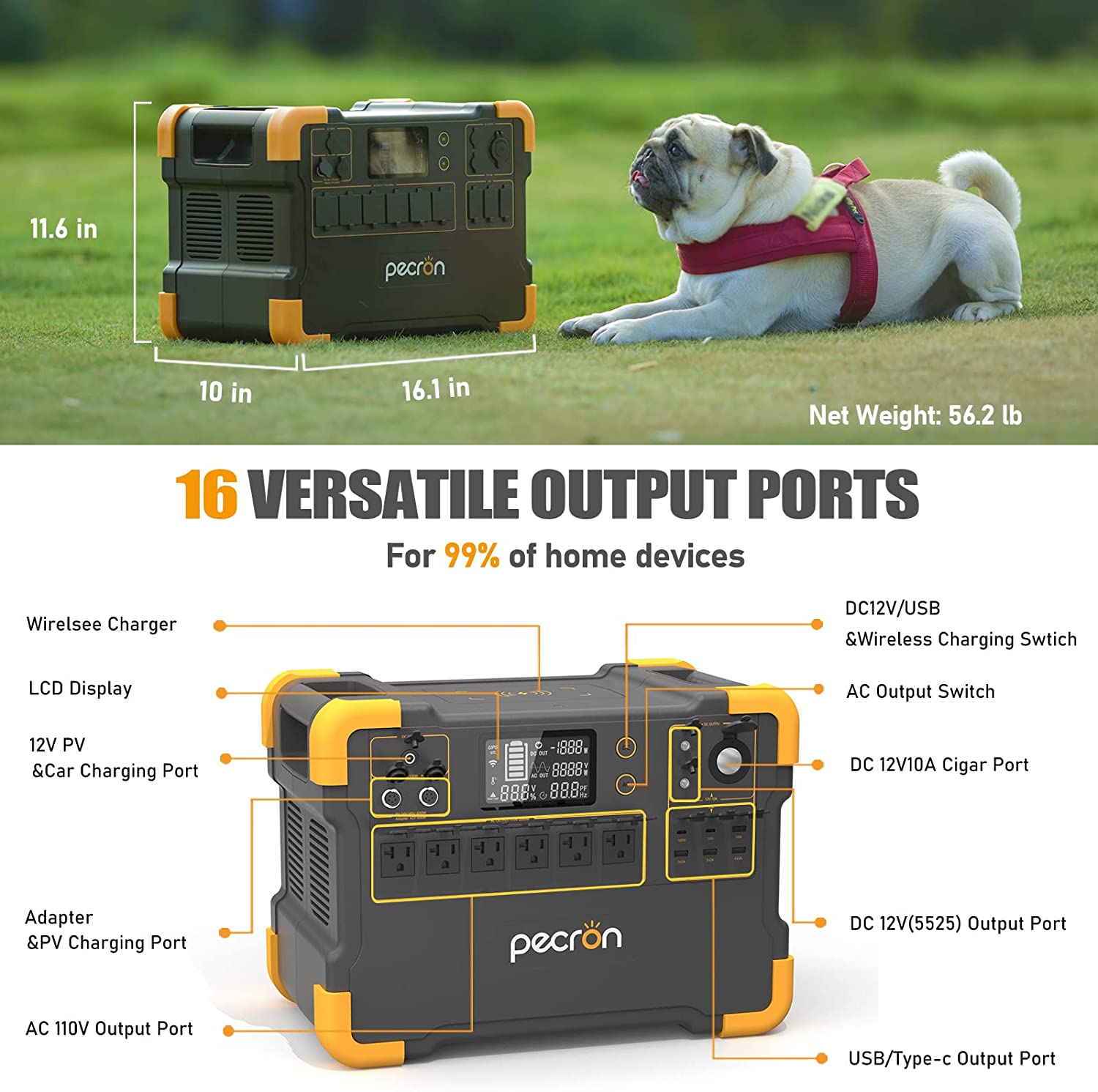 Buy pecron E3000 Portable Power Station 2000W/3108Wh Solar Generator ...