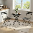 3 Piece Patio Bistro Set, Folding Patio Bistro Table and Chairs Set of ...