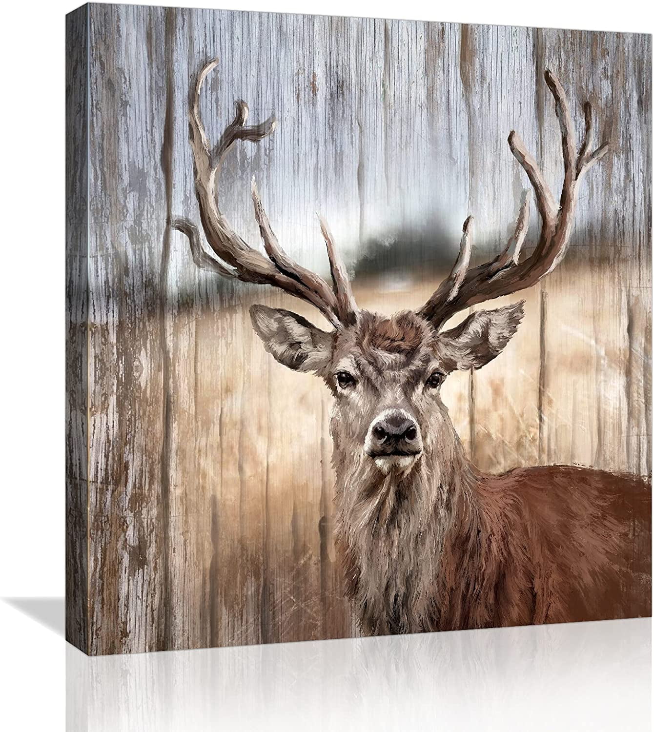 Rustic Elk Wall Decor Canvas Wall Art Animal Theme Artwork for Bathroom ...