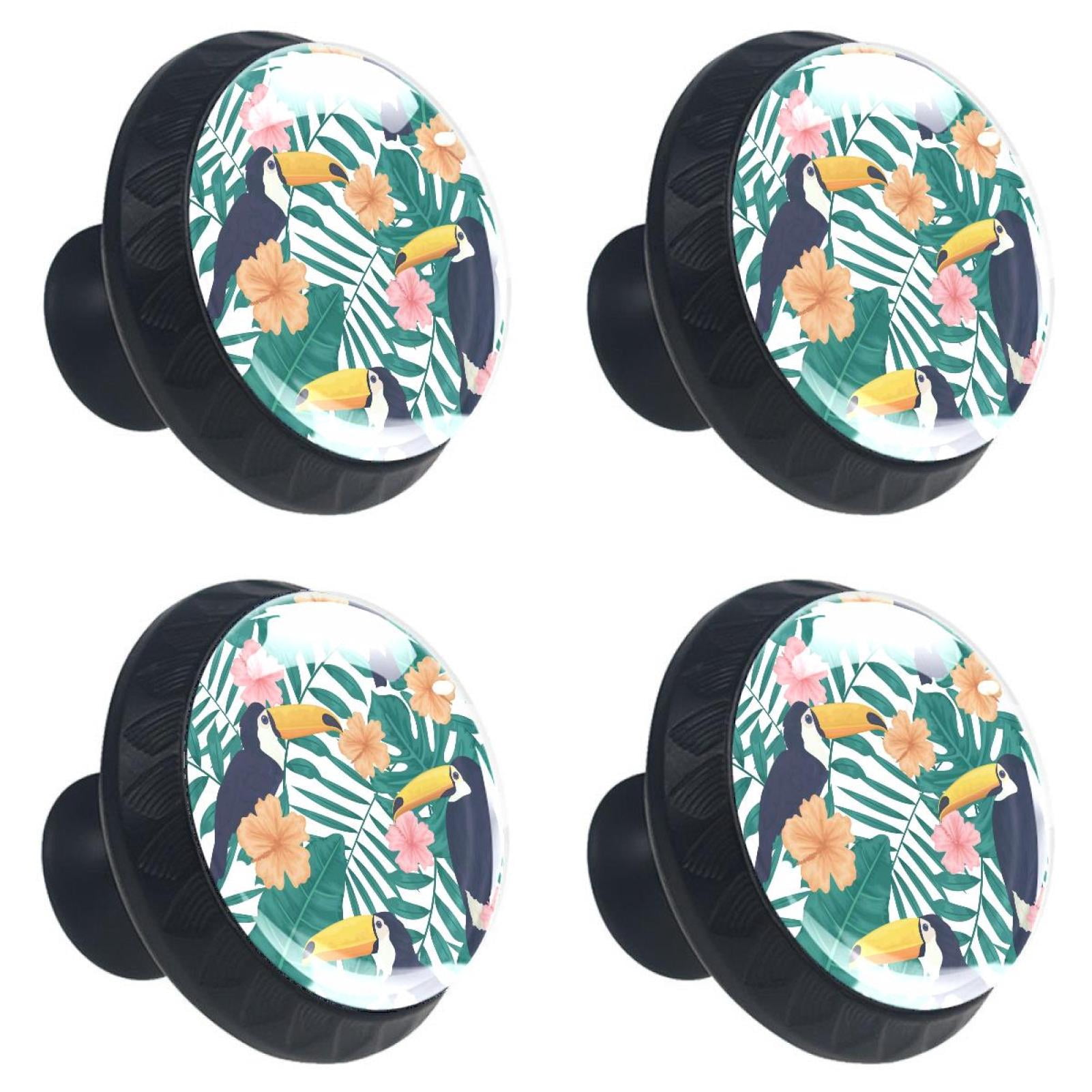 4 Pcs Floral Tropical Leabes Knobs for Kitchen Cabinet Cupboard Dresser ...