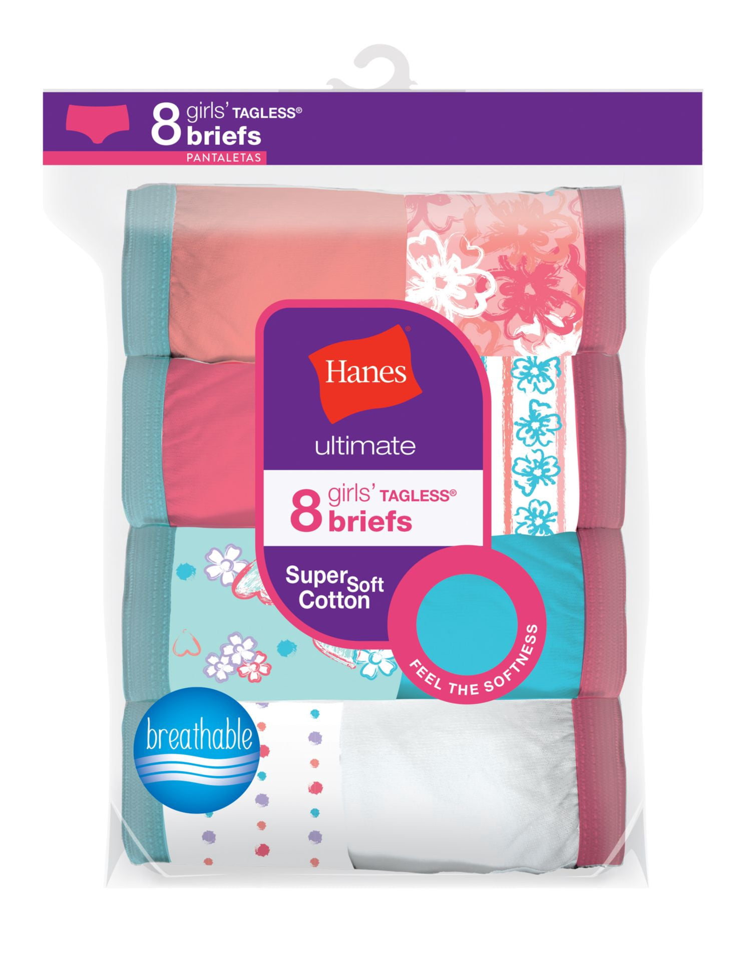 Hanes Hanes Ultimate Girls Cotton Briefs 8 Pack