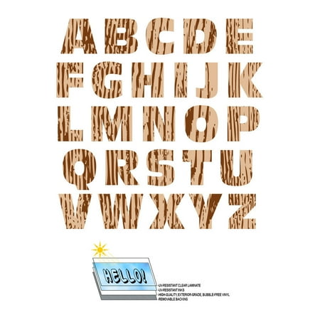 Alphabet Letters Uppercase Wood Grain Trees SLAP-STICKZ(TM) Premium ...