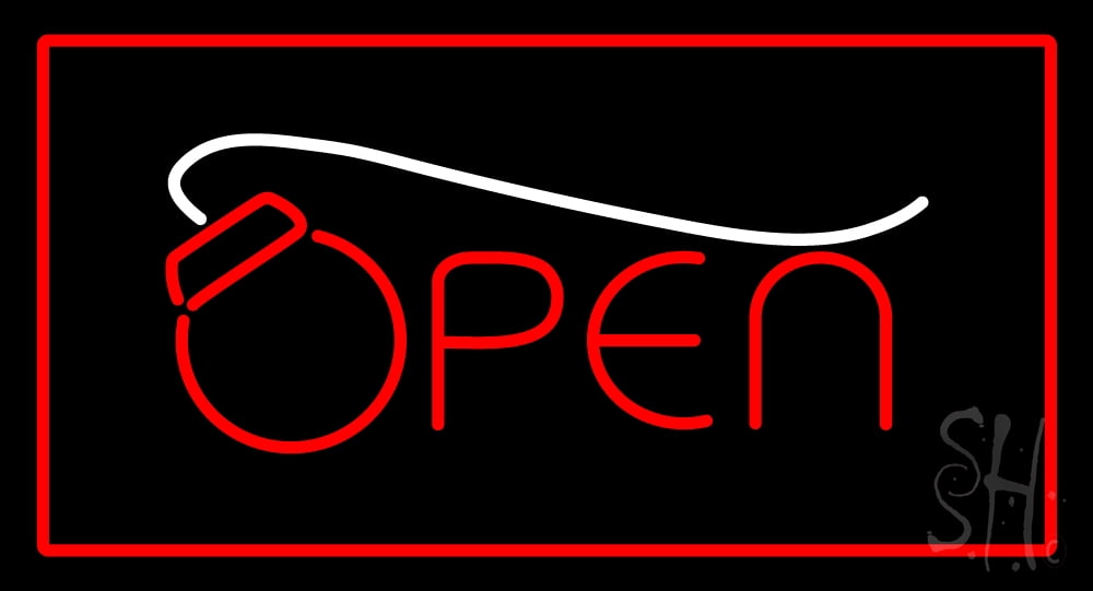 Open Rectangle Red LED Neon Sign 13 x 24 - inches, Clear Edge Cut ...