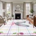 Area Rug 60×96in, Happy Easter Bunny Ears Pink Bow Floor Carpet Living ...