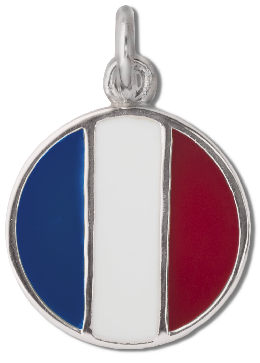 Sterling Silver 24" 1.2mm Box Chain Round French France Flag Symbol ...