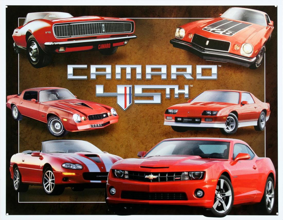 Chevy Chevrolet Camaro 45th Anniversary Tin Sign - 12.5x16 - Walmart.com