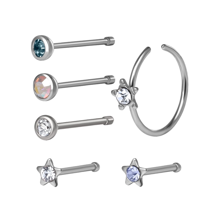 Acrylic Stainless Steel Nose Piercing Jewelry 39 Pcs 22G Nose Ring Hoop ...