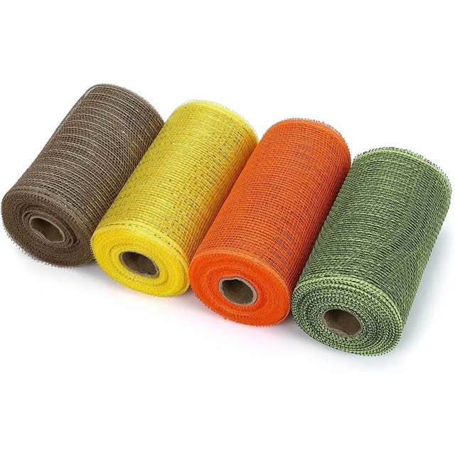 4 Rolls Poly Burlap Deco Mesh, Party Decor Mesh Ribbon for Wreaths DIY ... 4 Rolls Poly Burlap Deco Mesh, Party Decor Mesh Ribbon for Wreaths DIY ...