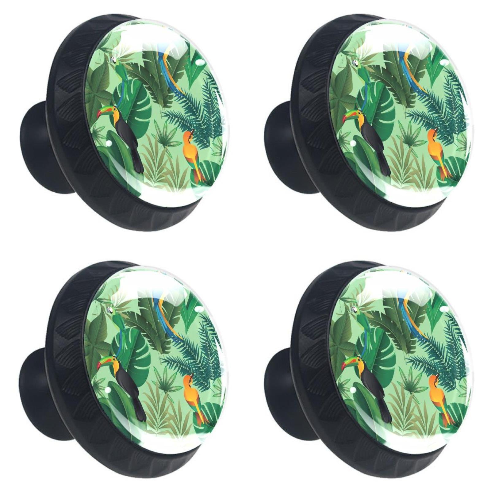 4 Pcs Tropical Leaves Toucan Bird Knobs for Kitchen Cabinet Cupboard ...