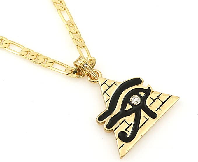 Hip-Hop Iced Gold Tone Evil Eye Pyramid Pendant Necklace Free 24" chain ...