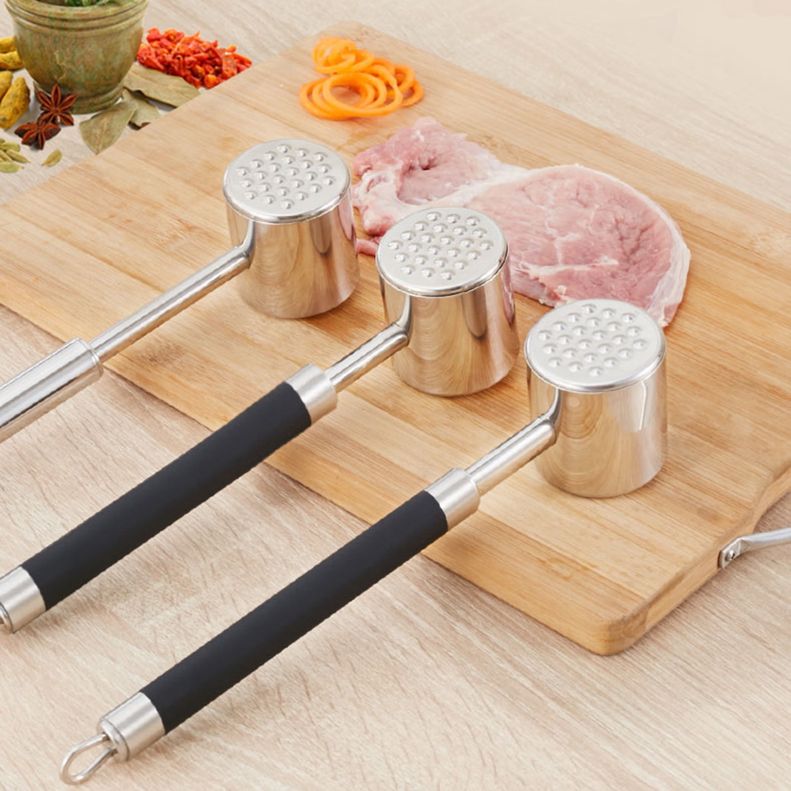 Travelwant Meat Mallet Tenderizer Dual Sided Head Stainless Steel Easy