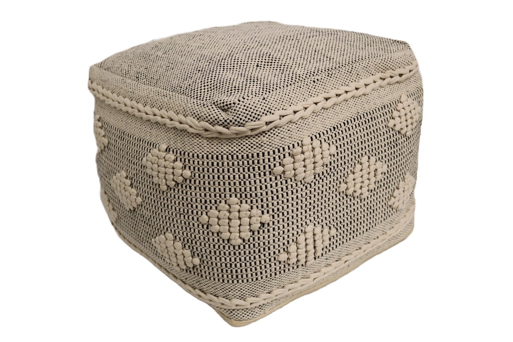 Home&Manor Ferrara Cotton Cube Pouf - Walmart.com