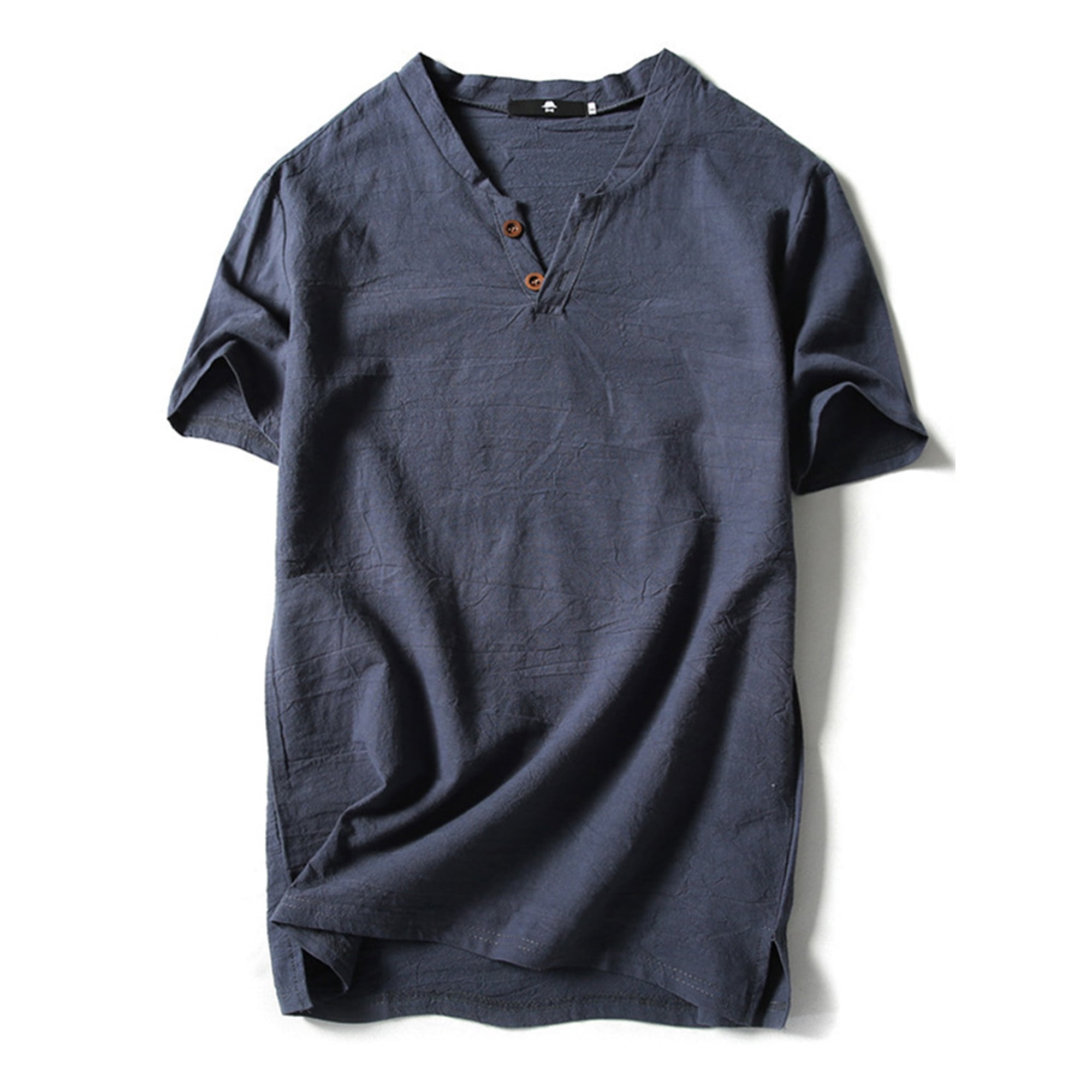 Click here for Luxur Mens T Shirt Solid Color Tops Cotton Linen T... prices